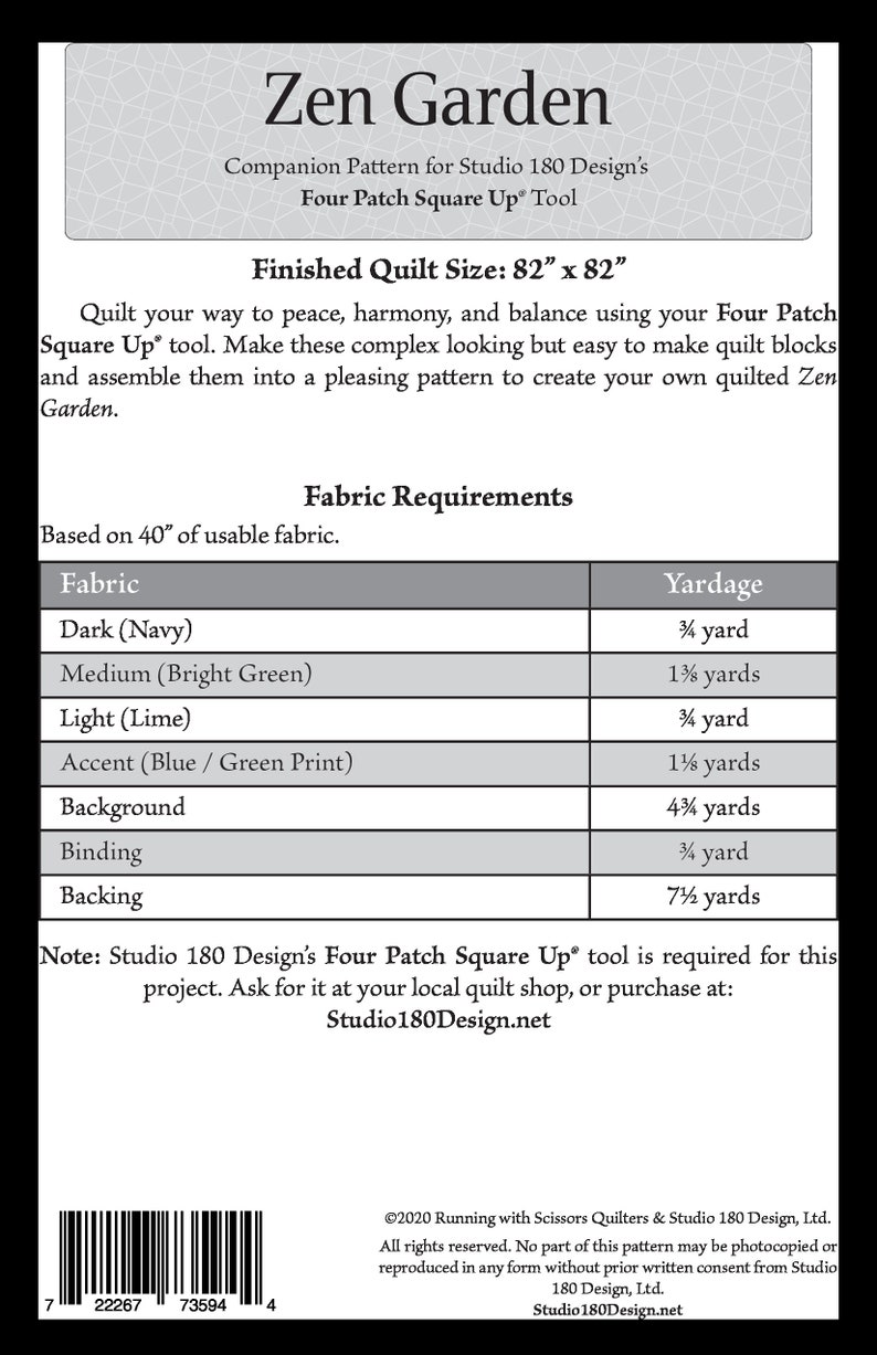 ZEN GARDEN Modern 180 Quilt Pattern Running With Scissors | Etsy