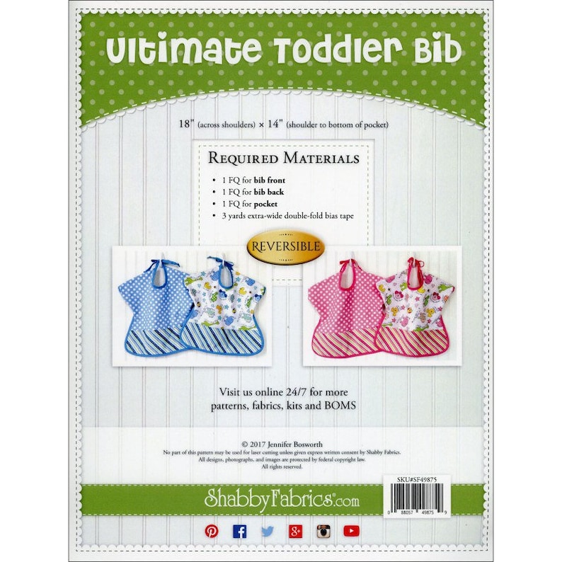ULTIMATE TODDLER BIB Reversible Sewing Pattern Jennifer - Etsy