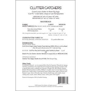 CLUTTER CATCHERS Sewing Pattern - Auntie's Two Patterns AT638 - Extra Large Carry All Big Bag ...