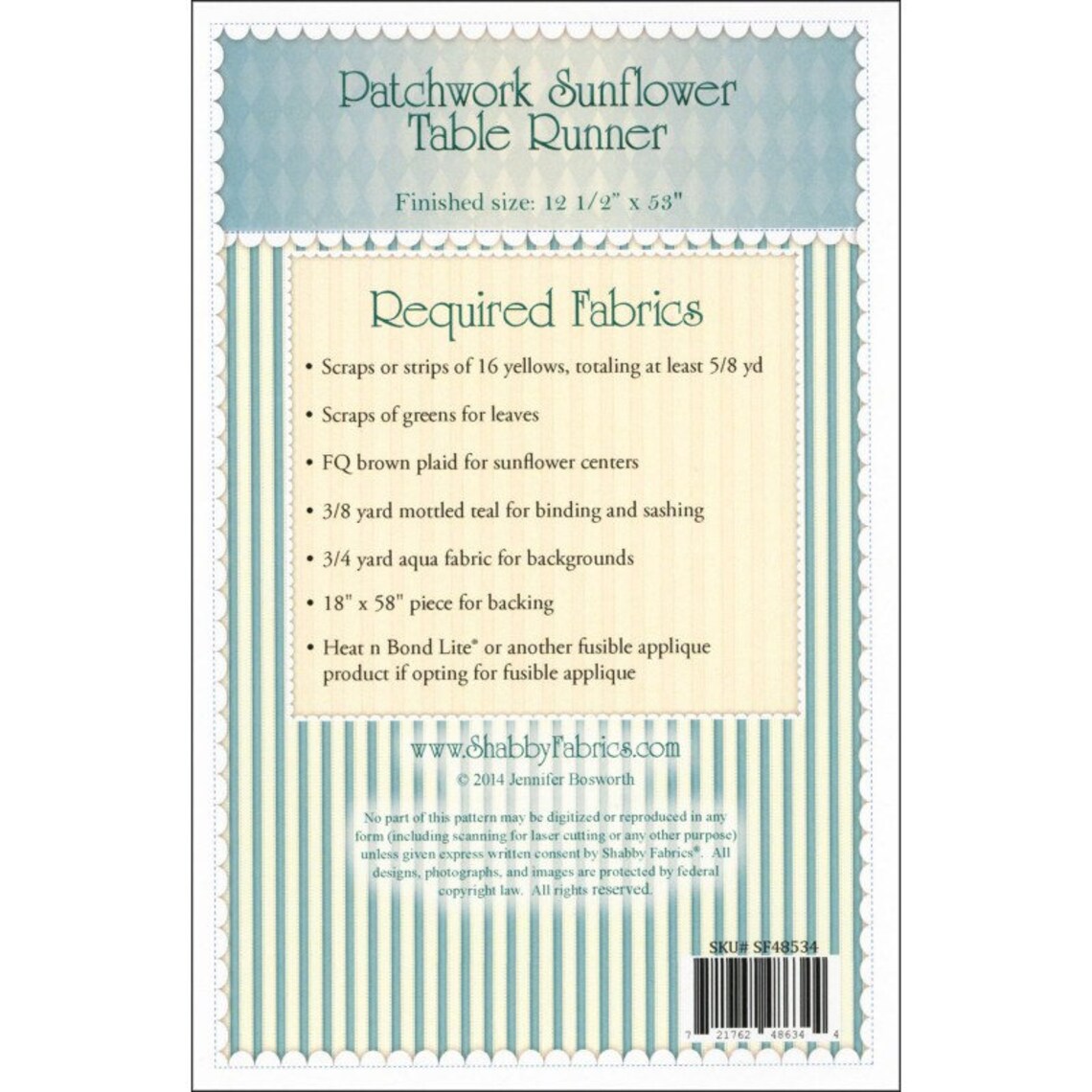 SUNFLOWER Patchwork Table Runner Pattern by Jennifer Bosworth for ...