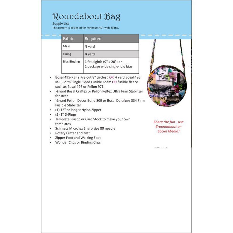 ROUNDABOUT BAG Sewing Pattern Kristine Poor Poorhouse - Etsy