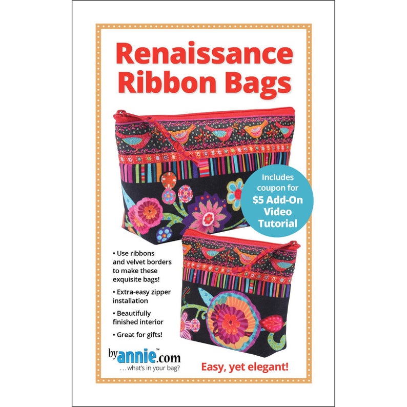RENAISSANCE RIBBON BAGS Sewing Pattern Byannie.com Easy - Etsy