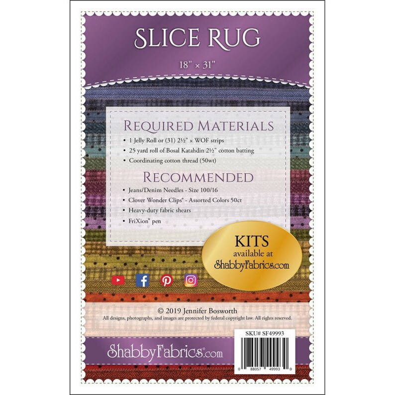 SLICE RUG Quilt Sewing Pattern by Shabby Fabrics SF49993 - Etsy