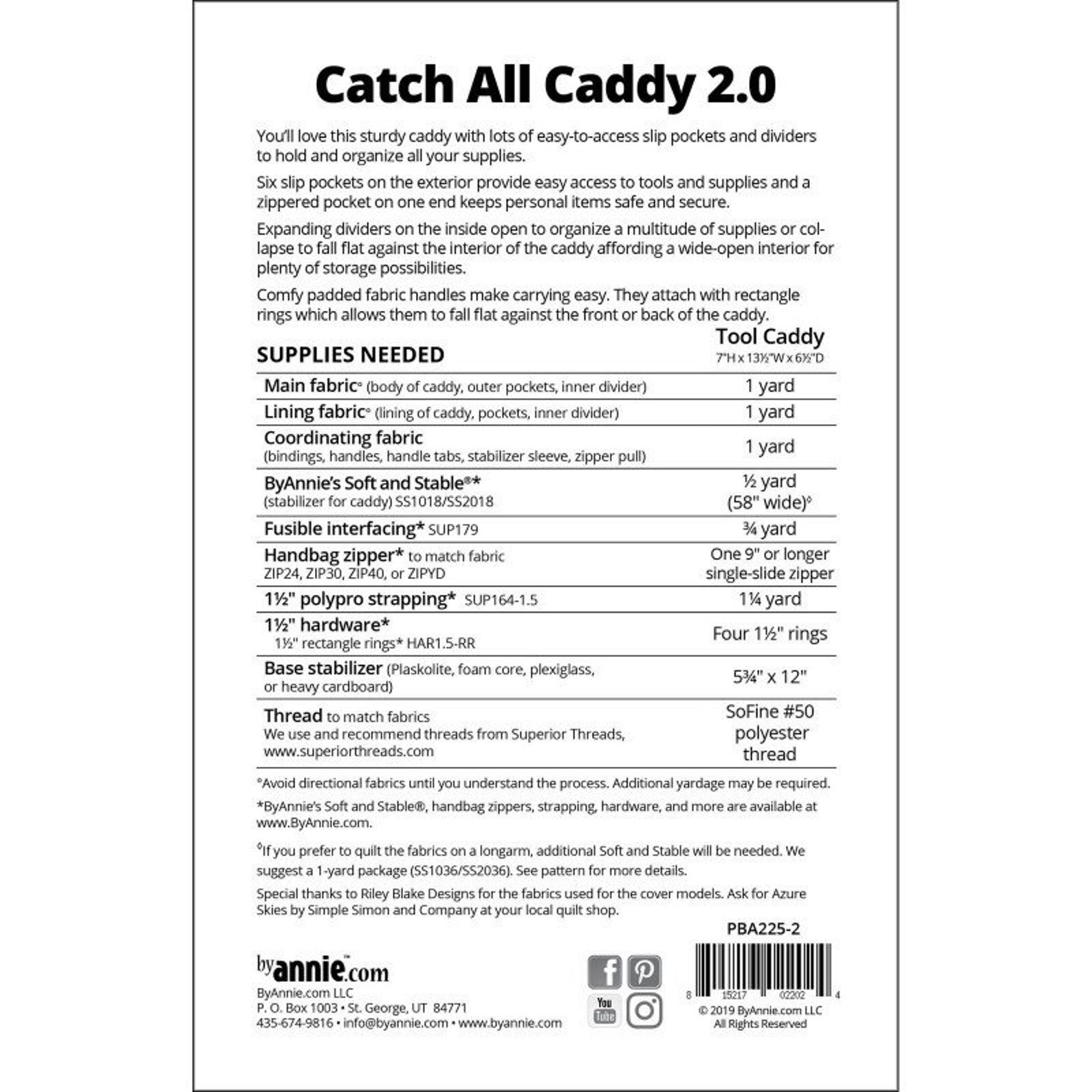 CATCH ALL CADDY 2.0 Sewing Pattern Byannie.com - Etsy