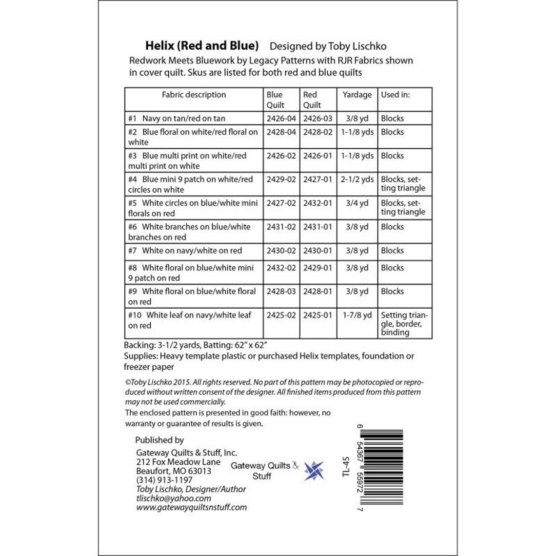 HELIX Quilt Pattern Gateway Quilts N Stuff Toby Lischko - Etsy