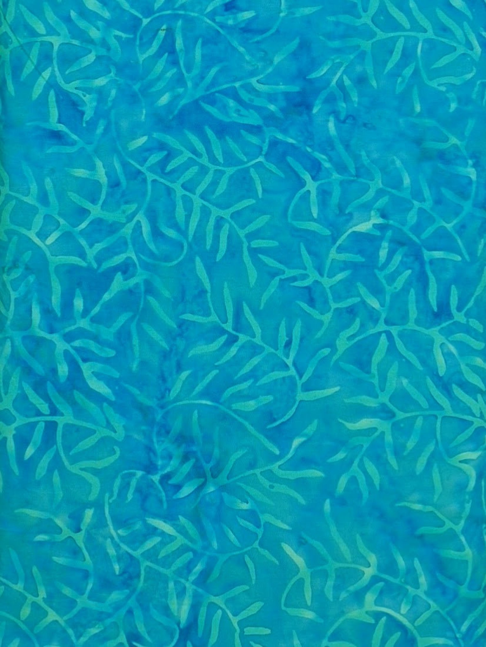 Batik Textiles - 0116 - Deep Turquoise Blue Leaf Branches - Designer ...