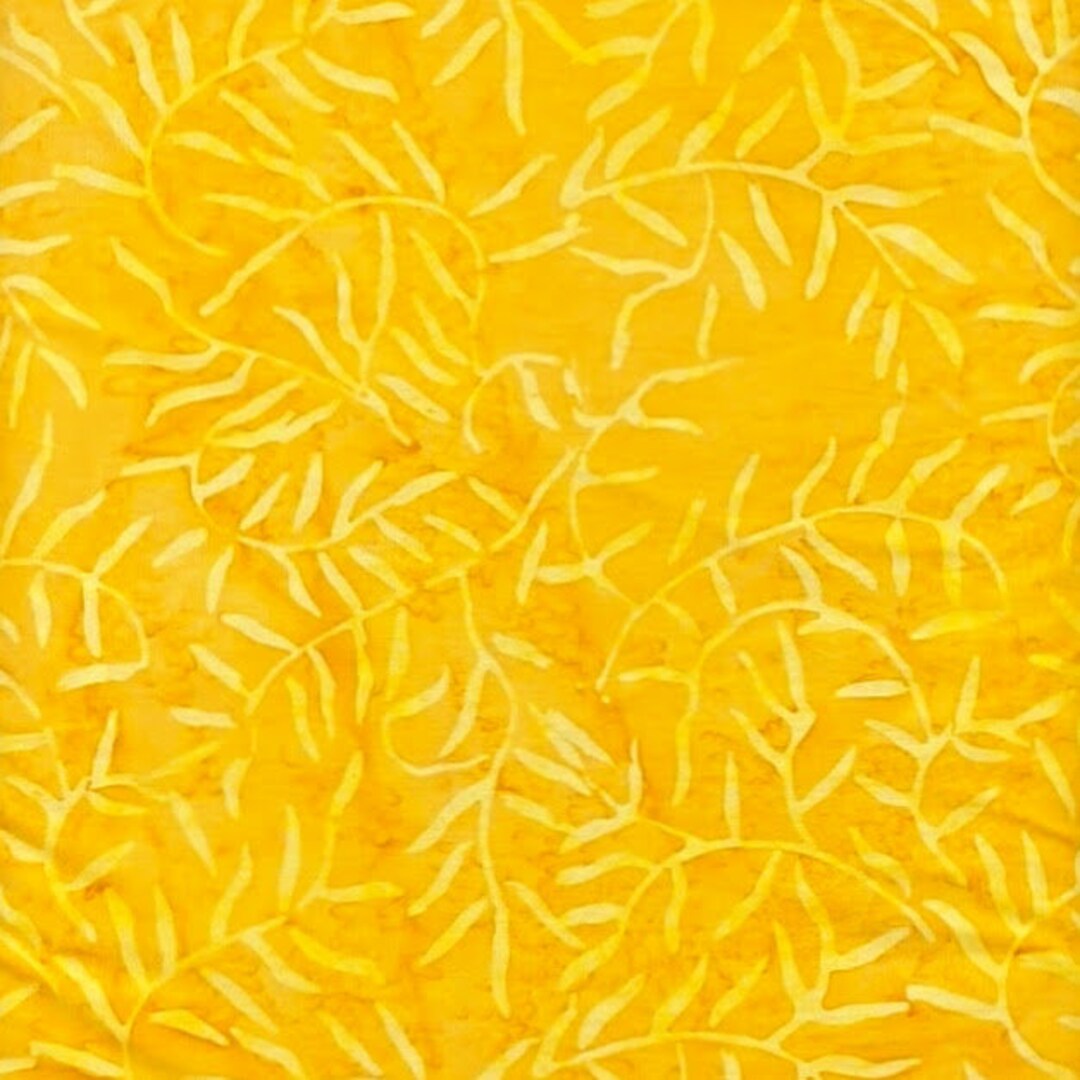 Batik Textiles - 0109 - Golden Sun Yellow Leaf Branches - Designer ...