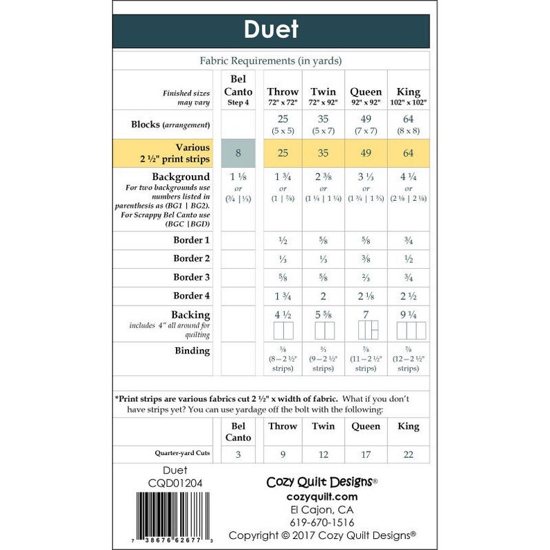 DUET bel Canto Step 4 B.O.M. Quilt Pattern by Daniela Stout | Etsy