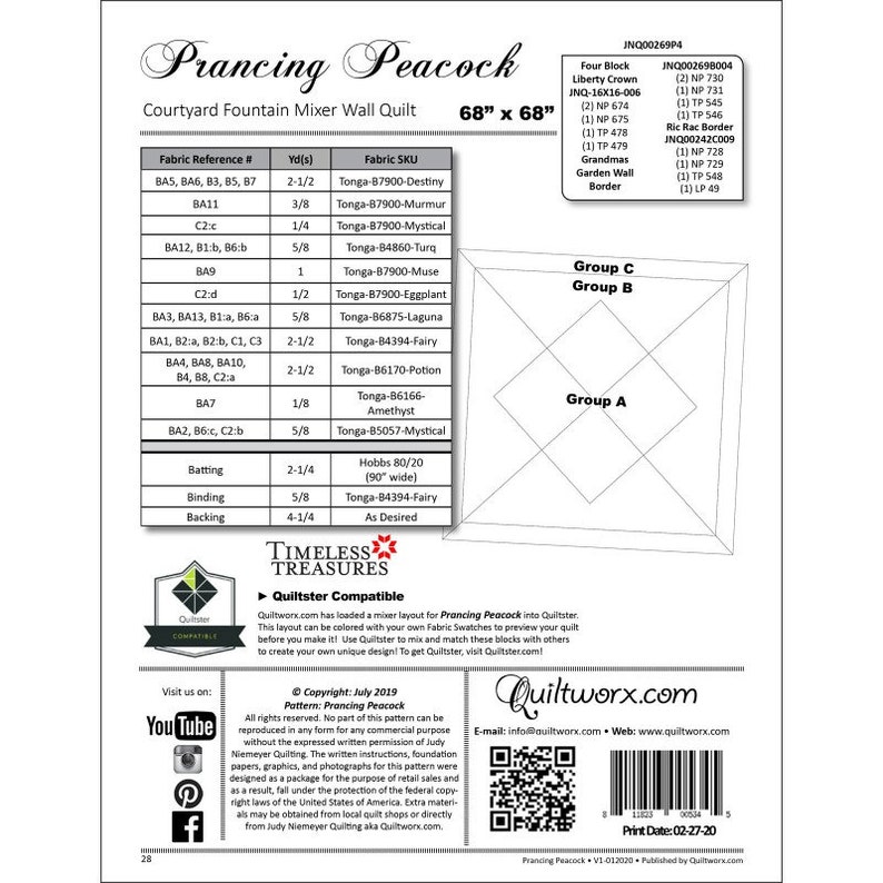 PRANCING PEACOCK Quilt Foundation Paper Piecing Pattern Judy - Etsy