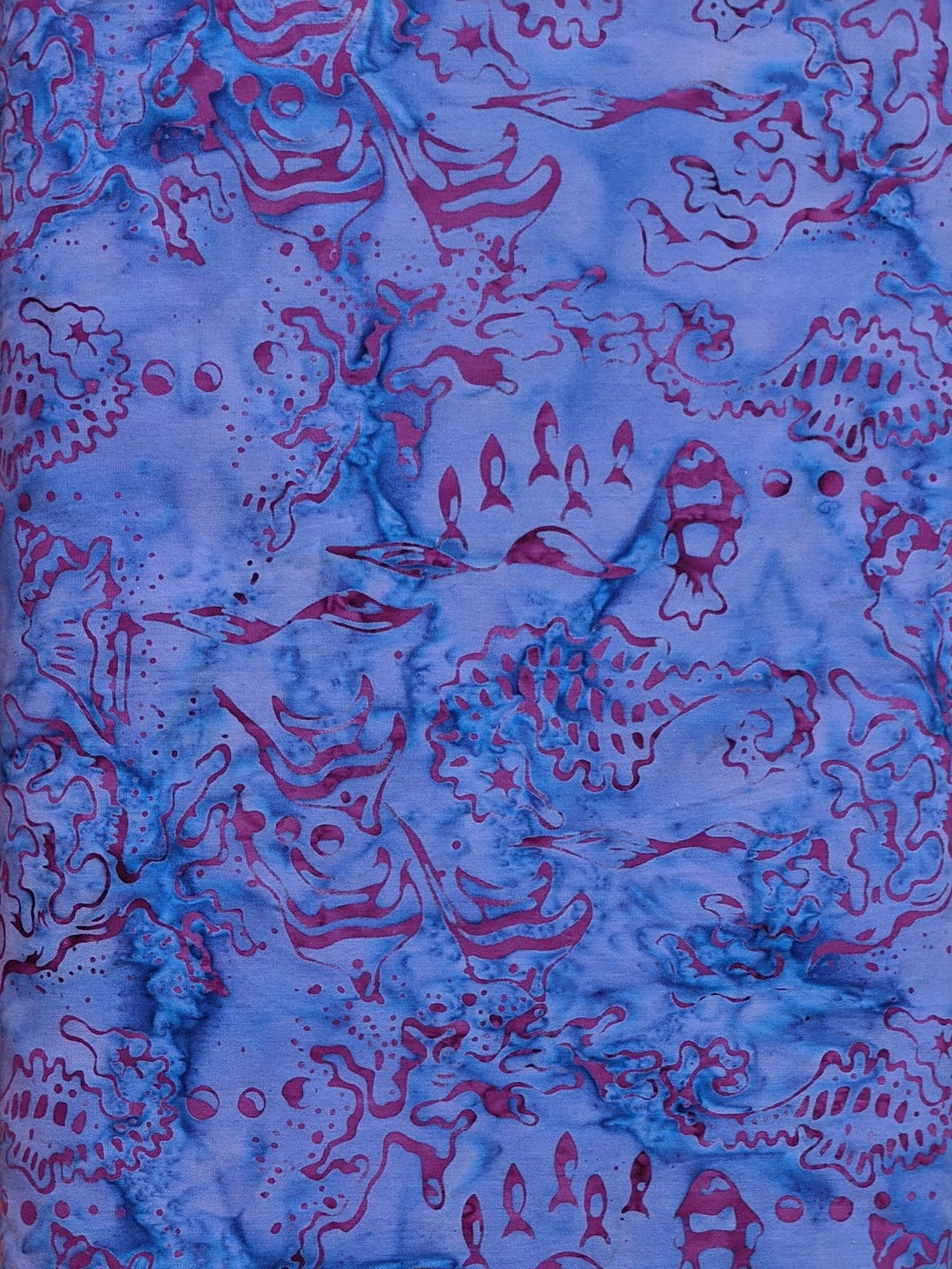 Batik Textiles 5413 Indigo Purple Magenta Fish Bahari Fabric Blender ...