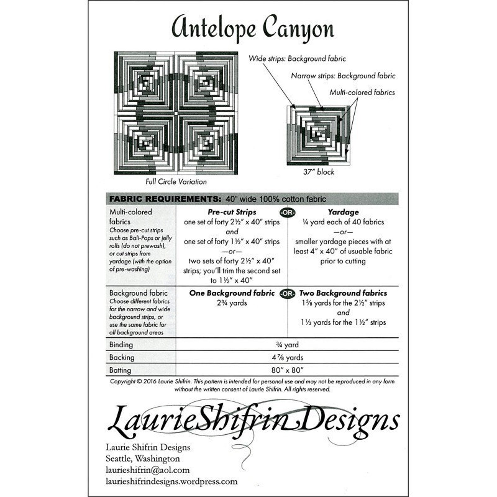 ANTELOPE CANYON Quilt Pattern - Laurie Shifrin - Watercolor Beauty ...