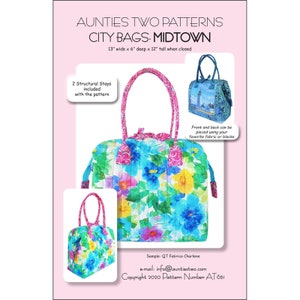 MIDTOWN BAG Sewing Pattern - Auntie's Two Patterns AT651 - Medium ...