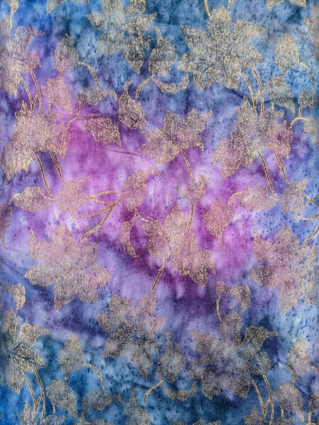 TCI Flannel Batik Fabric Moonlight Textures Leaf Aqua Purple Blue ...