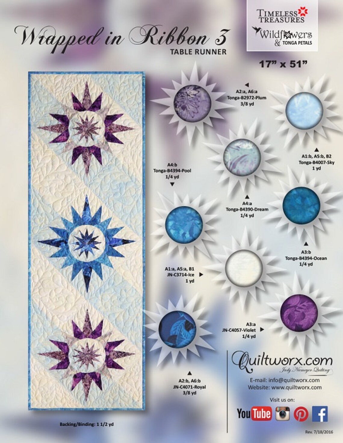 WRAPPED IN RIBBON Table Runner Foundation Paper Piecing Pattern - Judy ...