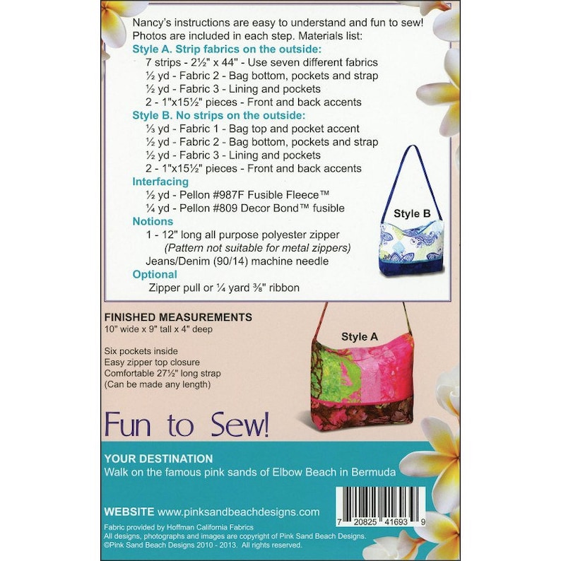 BERMUDA BAG Sewing Pattern - Pink Sand Beach Designs 114 Nancy Green ...