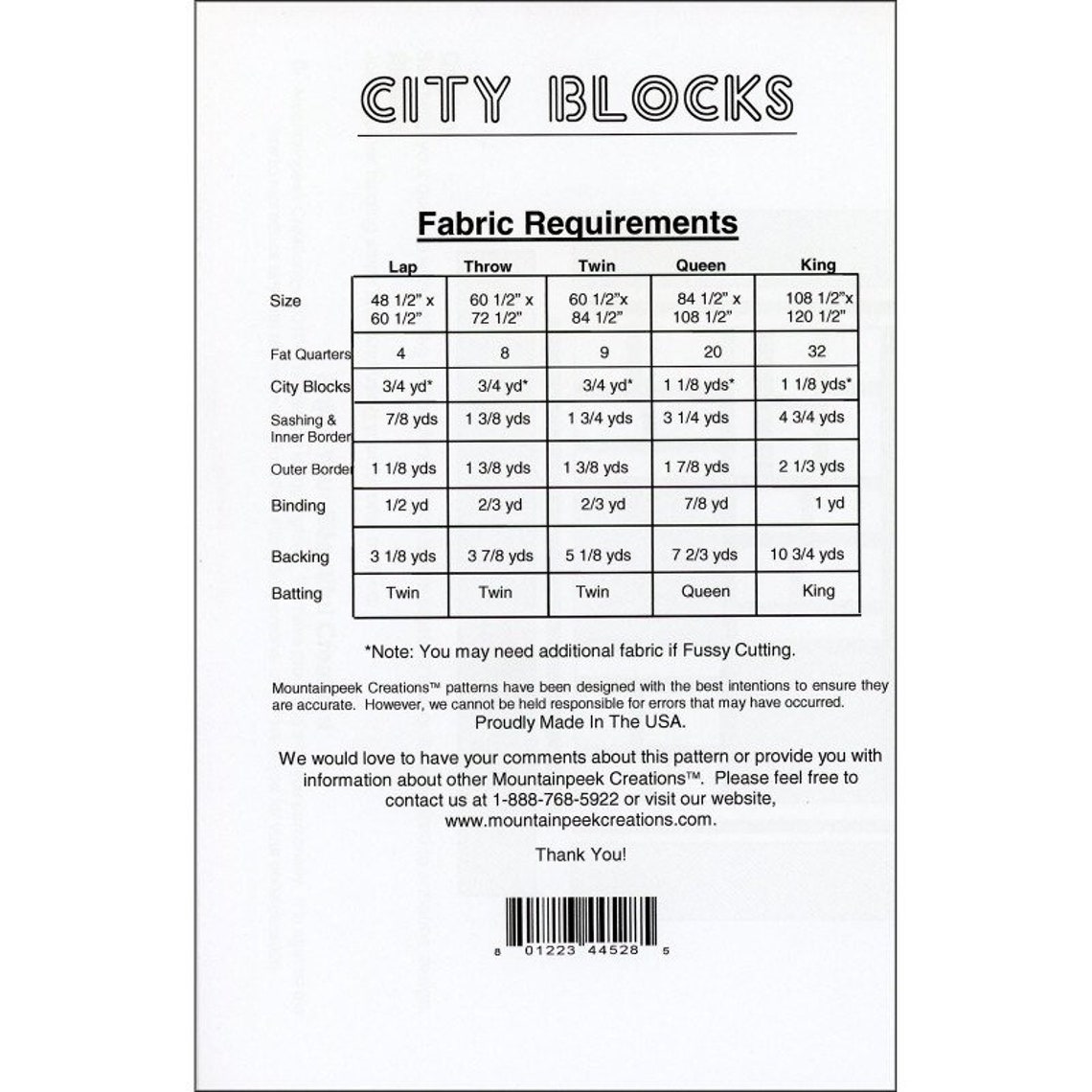 CITY BLOCKS Quilt Pattern - Kari Nichols - Mountainpeek Creations 275 - Fast Easy Fun Large ...