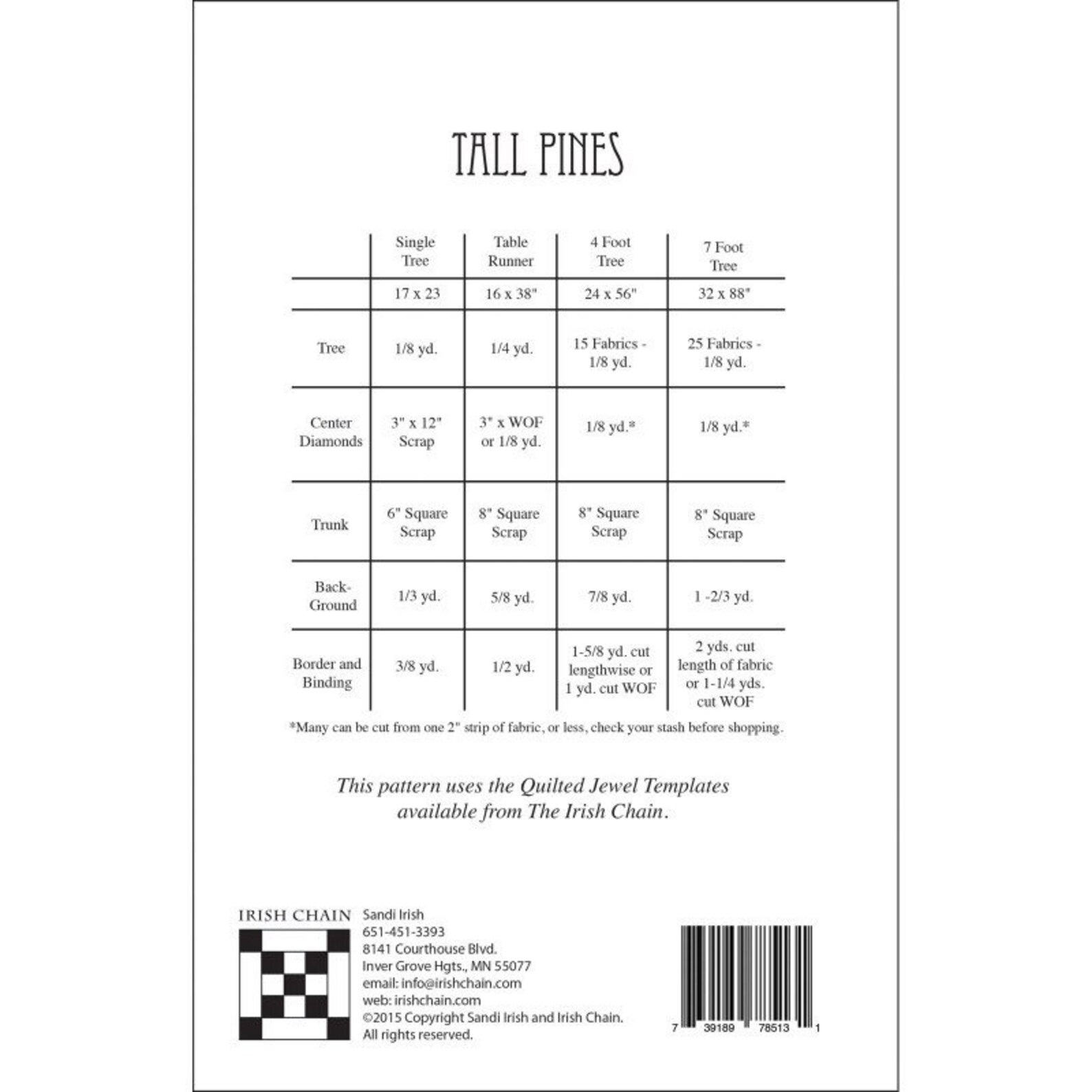 TALL PINES Quilt Pattern Irish Chain Sandi Irish Single - Etsy