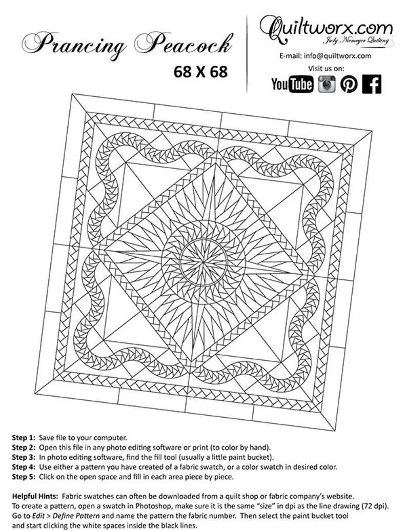 PRANCING PEACOCK Quilt Foundation Paper Piecing Pattern Judy - Etsy
