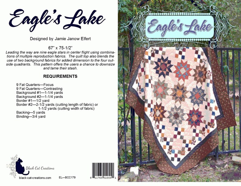 EAGLES LAKE Quilt Pattern Black Cat Creations Jamie Janow - Etsy