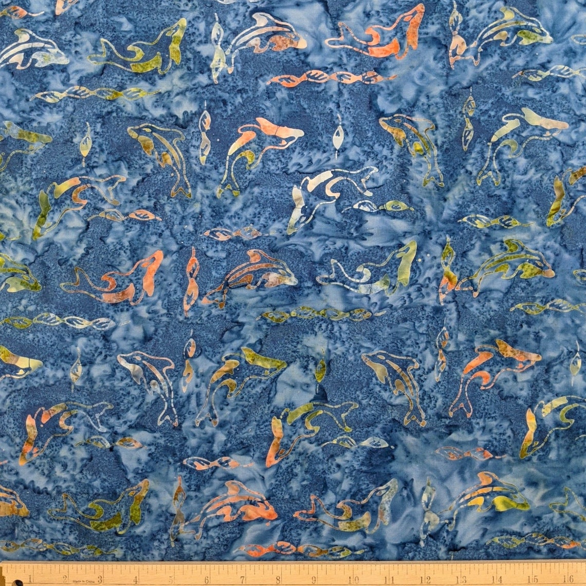 Batik Textiles 5328 Blue Dolphin Seaweed Kelp Medium - Etsy