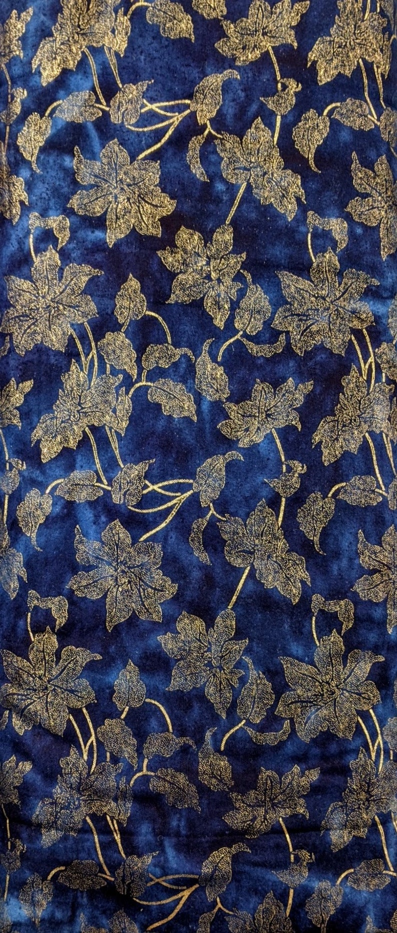 TCI Flannel Batik Fabric - Moonlight Textures - Leaf - Navy Blue ...