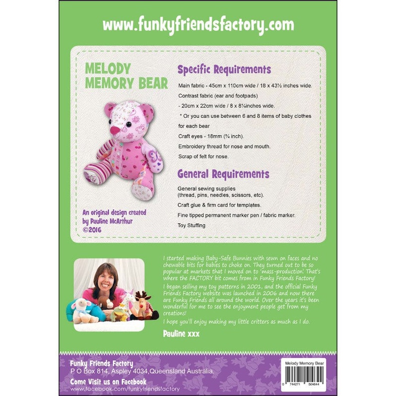 MELODY MEMORY BEAR - Stuffed Animal Toy Sewing Pattern - Pauline ...