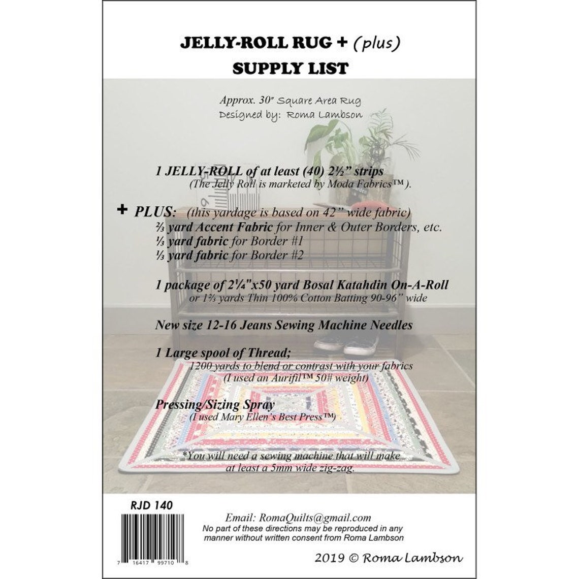 JELLY ROLL RUG Plus Sewing Pattern R.J Designs 30 X | Etsy