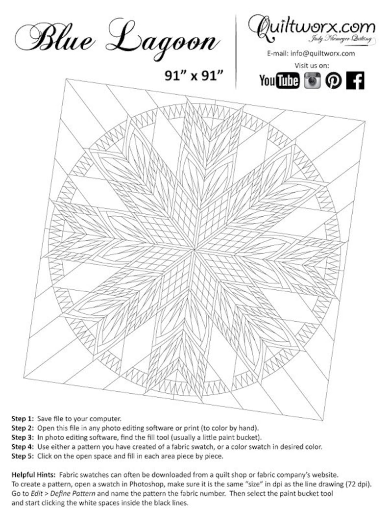 BLUE LAGOON Foundation Paper Piecing Quilt Pattern Judy - Etsy