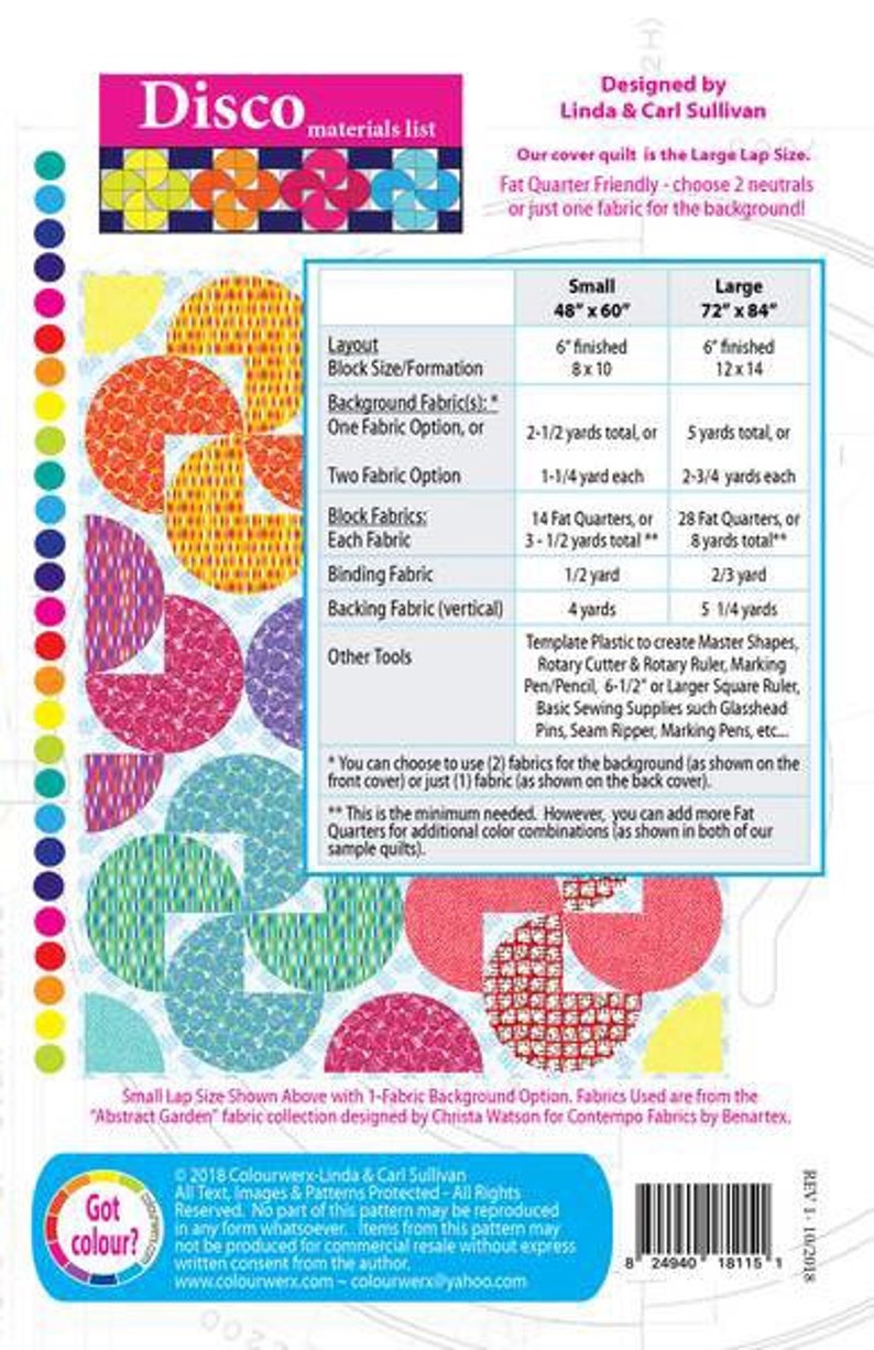 DISCO Quilt Pattern Colourwerx Colorful Contemporary - Etsy