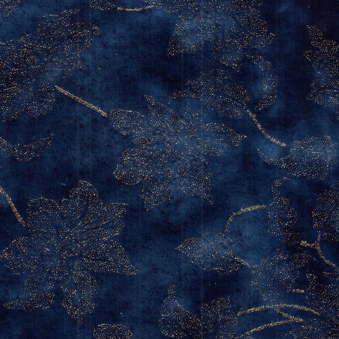 TCI Flannel Batik Fabric - Moonlight Textures - Leaf - Navy Blue ...
