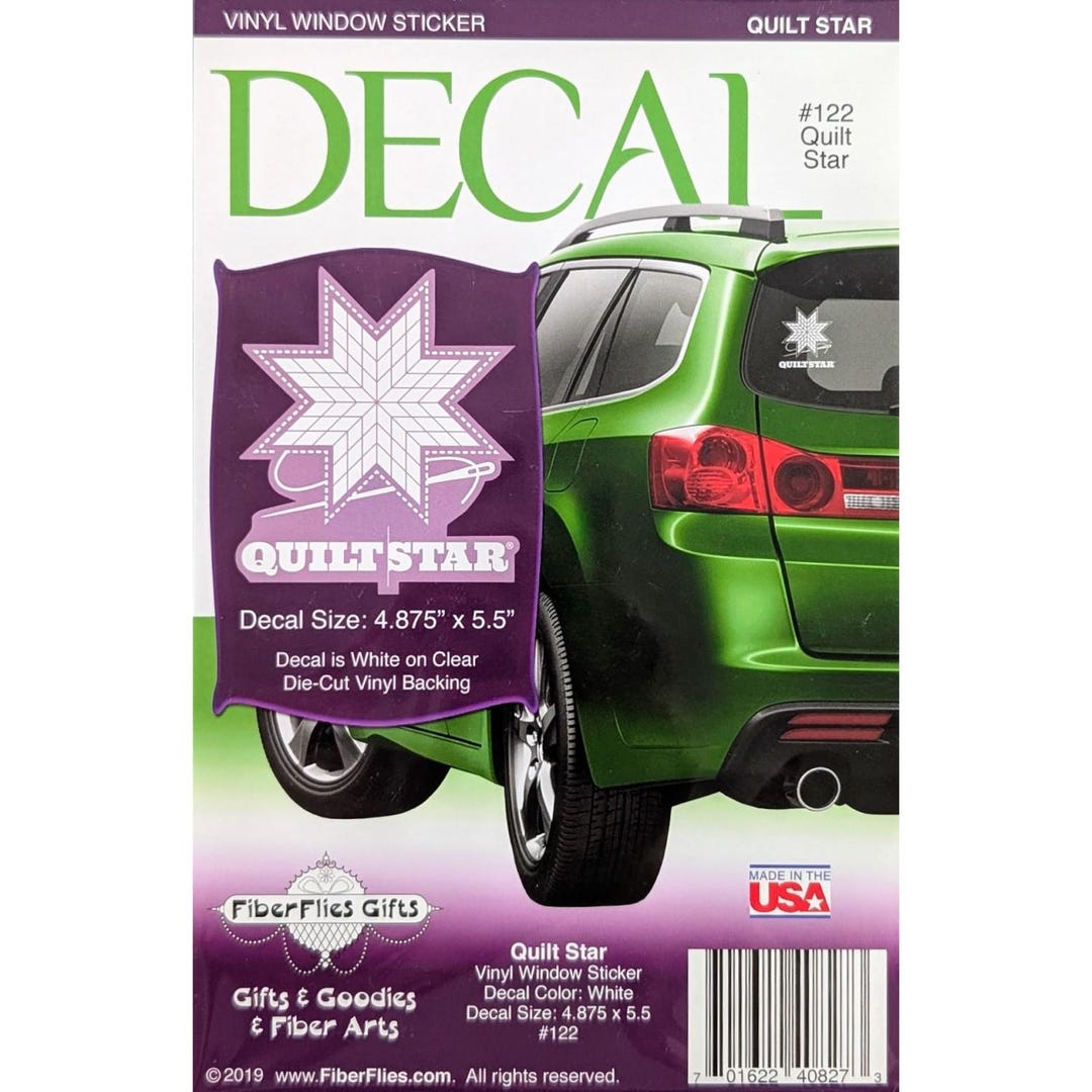 QUILT STAR Decal Vinyl Window Sticker - # 122 - Fiberflies Gifts - 4. ...