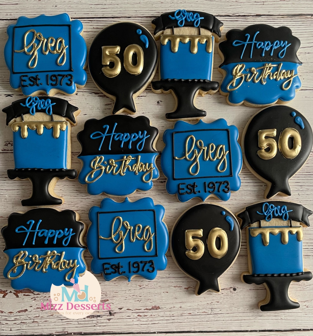 Happy Birthday 50th Cookies - Etsy