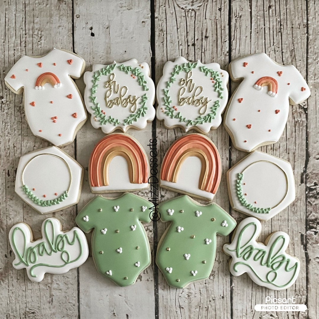 Rainbow Baby Shower Cookies - Etsy