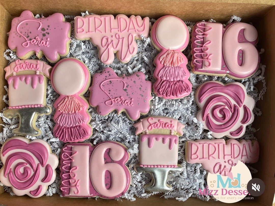 Sweet 16 Birthday Cookies - Etsy