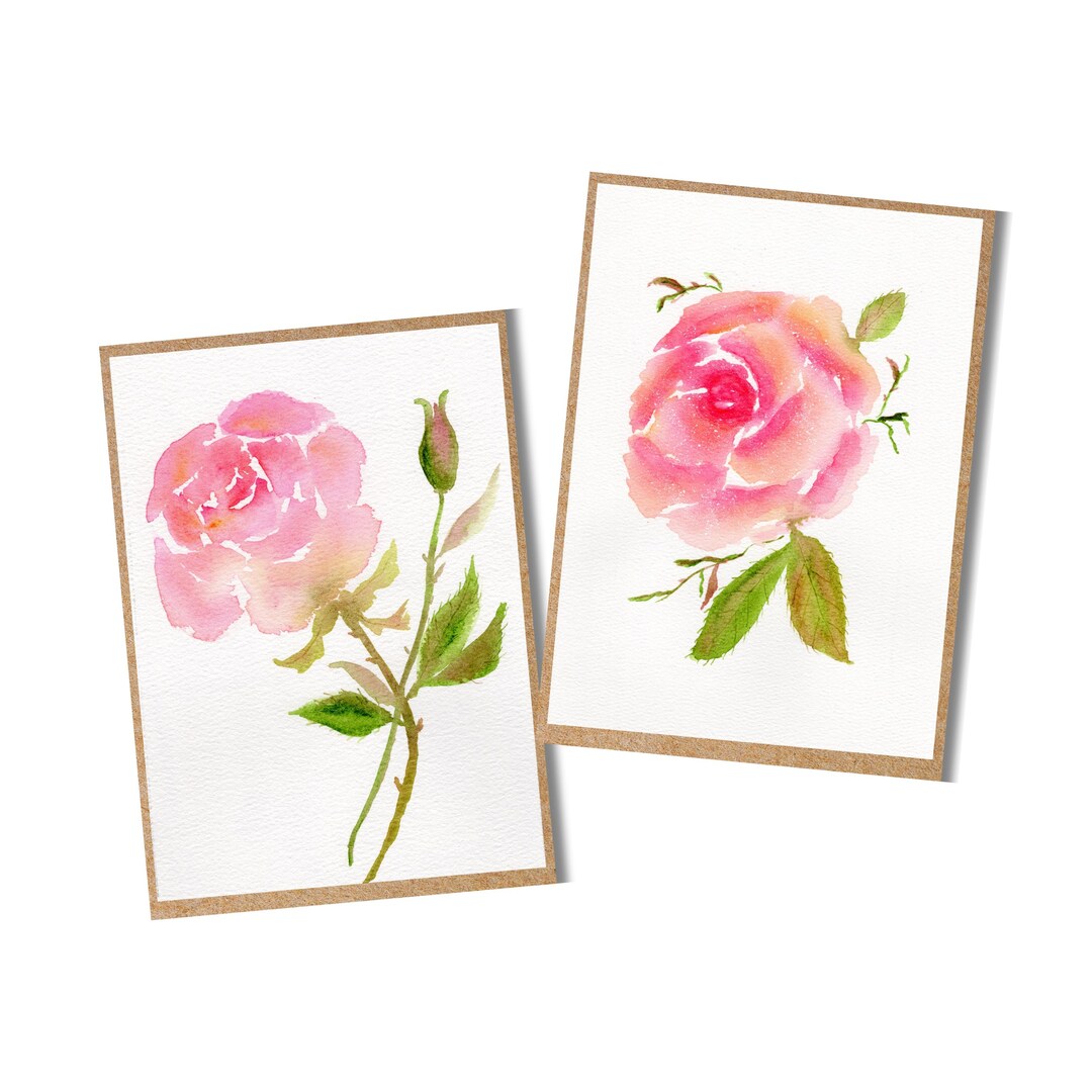 Watercolor Rose Greeting Cards: Set of 6 Floral Art Cards - Etsy