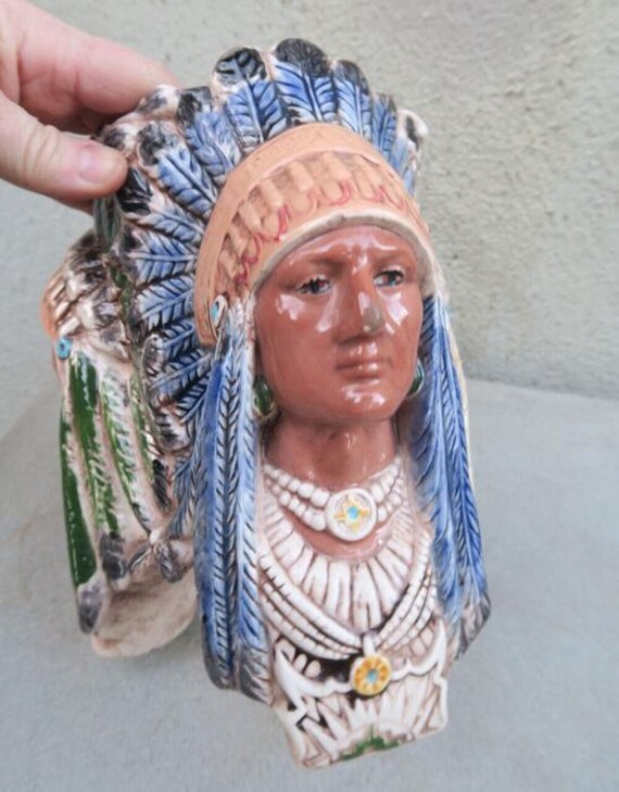Native American Majolica Plant Pot Art Nouveau Porcel… - Gem