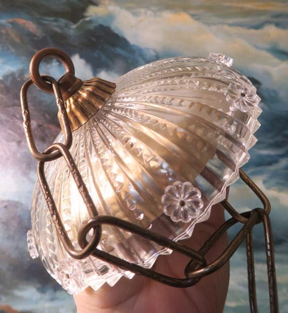 Czech Crystal Canopy Ceiling Part Brass Vintage Glass… - Gem