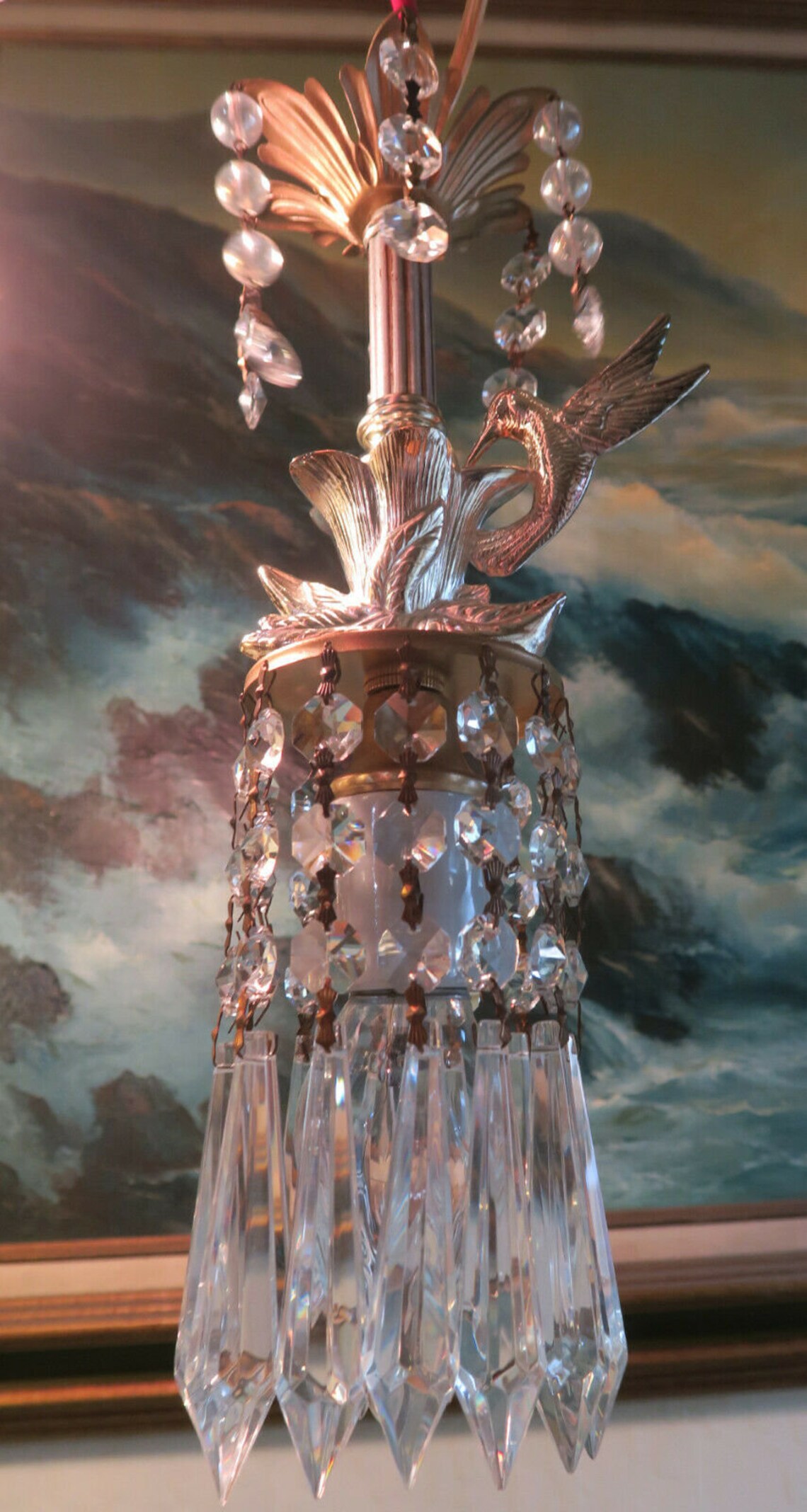 Exotic Silver Hummingbird Bird Ceiling With Canopy Set Lamp | Etsy