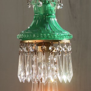 A Vintage Emerald Light Apple Green Lady Cupcake Glass Brass Ceiling ...