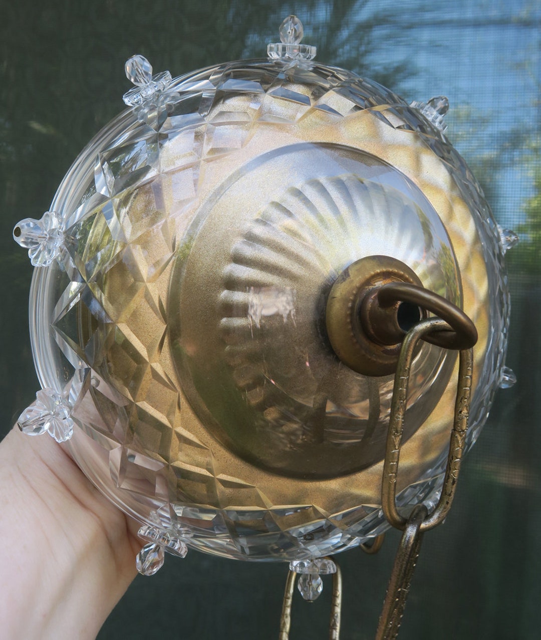 Czech Italian Crystal Canopy Ceiling Part Vintage GLASS Lamp Chandelier ...