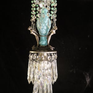 Mermaid Swag Lamp Chandelier Blue Glass Brass Silver Crystal Beads ...