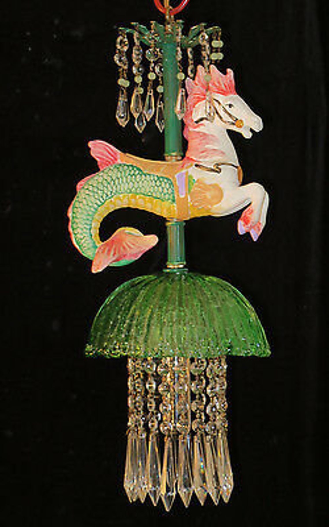 Sea Horse Carousel Lamp Brass Murano Glass Vintage Porcelain - Etsy