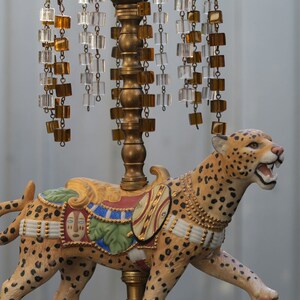Porcelain Carousel Cheetah Lamp Swag Chandelier Vintage African Topaz ...