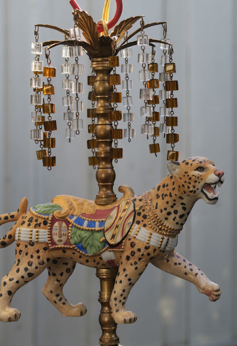 Porcelain Carousel Cheetah Lamp Swag Chandelier Vintage - Etsy