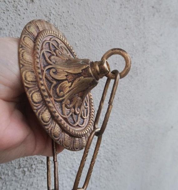 Vintage French Brass Bronze Ceiling Canopy Cap Chande… - Gem