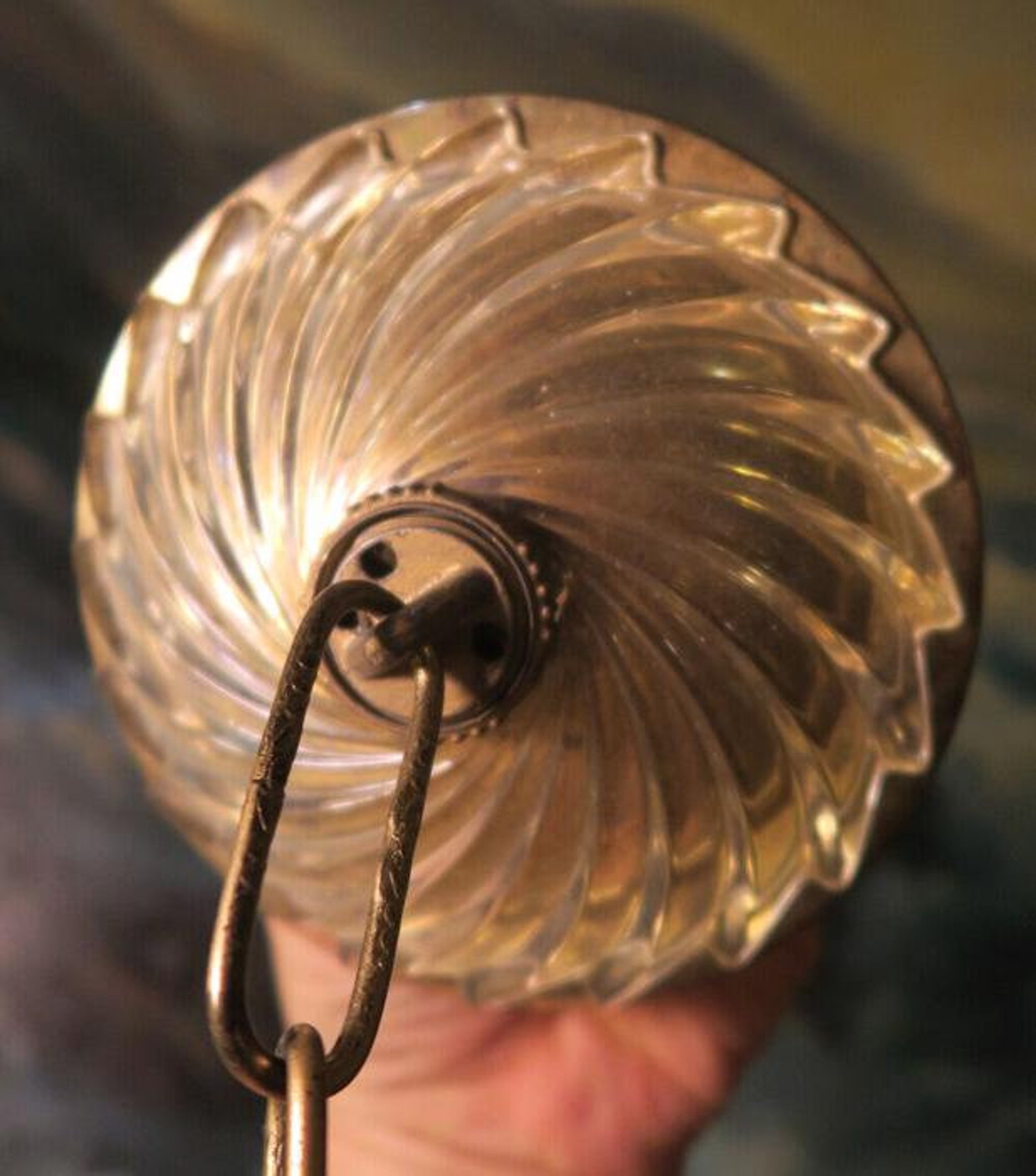 Canopy Ceiling Cap Part Brass Vintage Glass Lamp Chandelier Italy Swirl ...