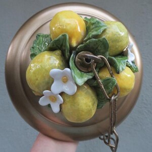 9" Vintage Gilt Tole Canopy Lamp Chandelier Part Italy Medallion Lemon ...