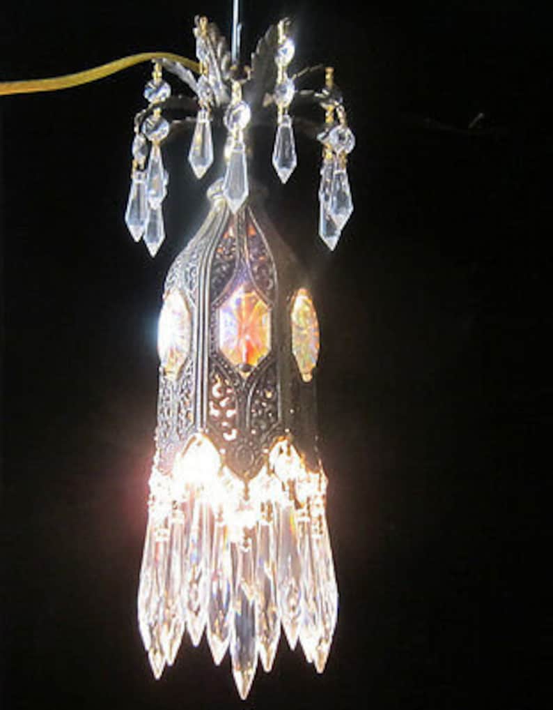 AB Jeweled Tulip Filigree Crystal Swag Plugin Lamp Chandelier - Etsy