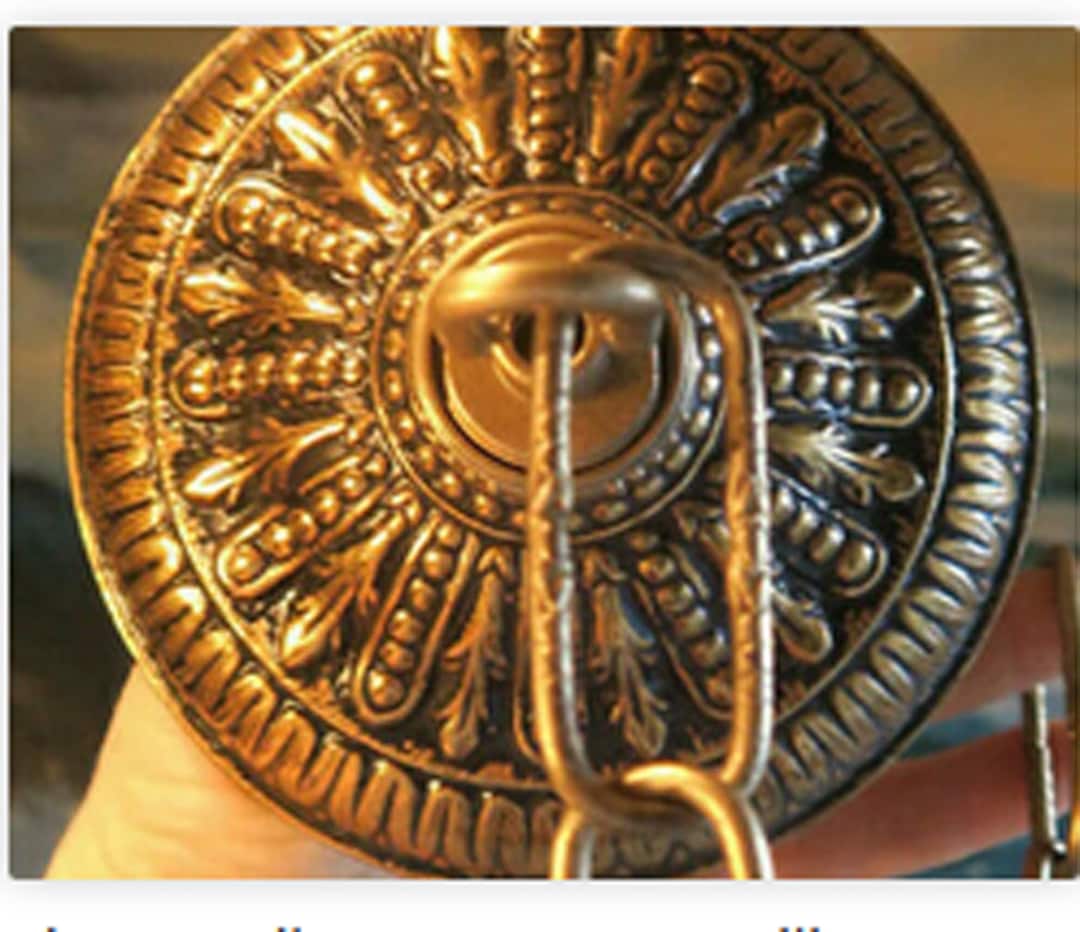 Vintage Gilt Brass Bronze Ceiling Cap Canopy W Chain Lamp Chandelier ...