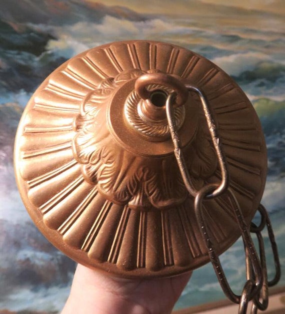 Large Ceiling Mount Canopy Part Vintage Spelter Shabb… - Gem